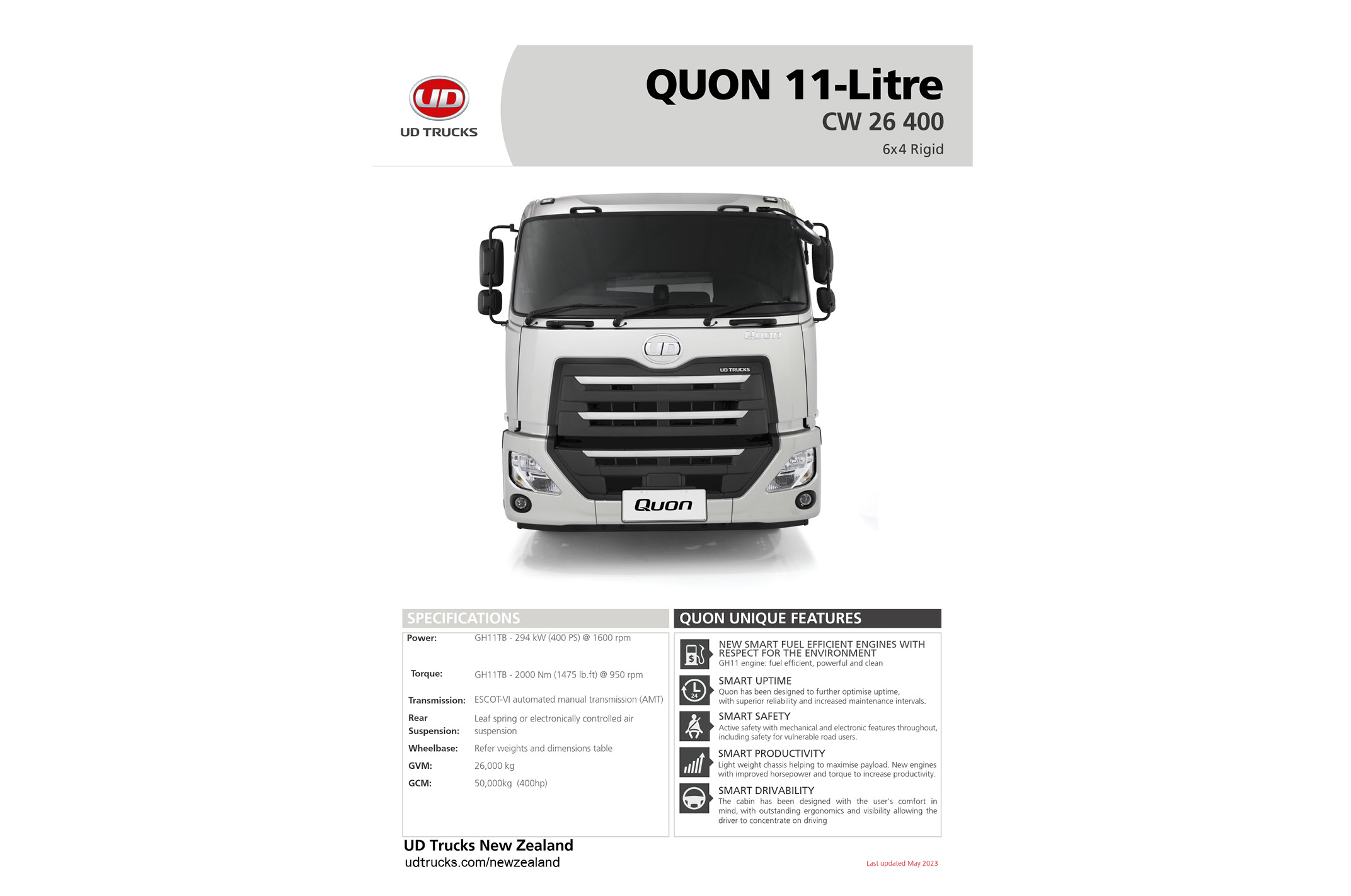 Quon Spec Sheet | UD Trucks